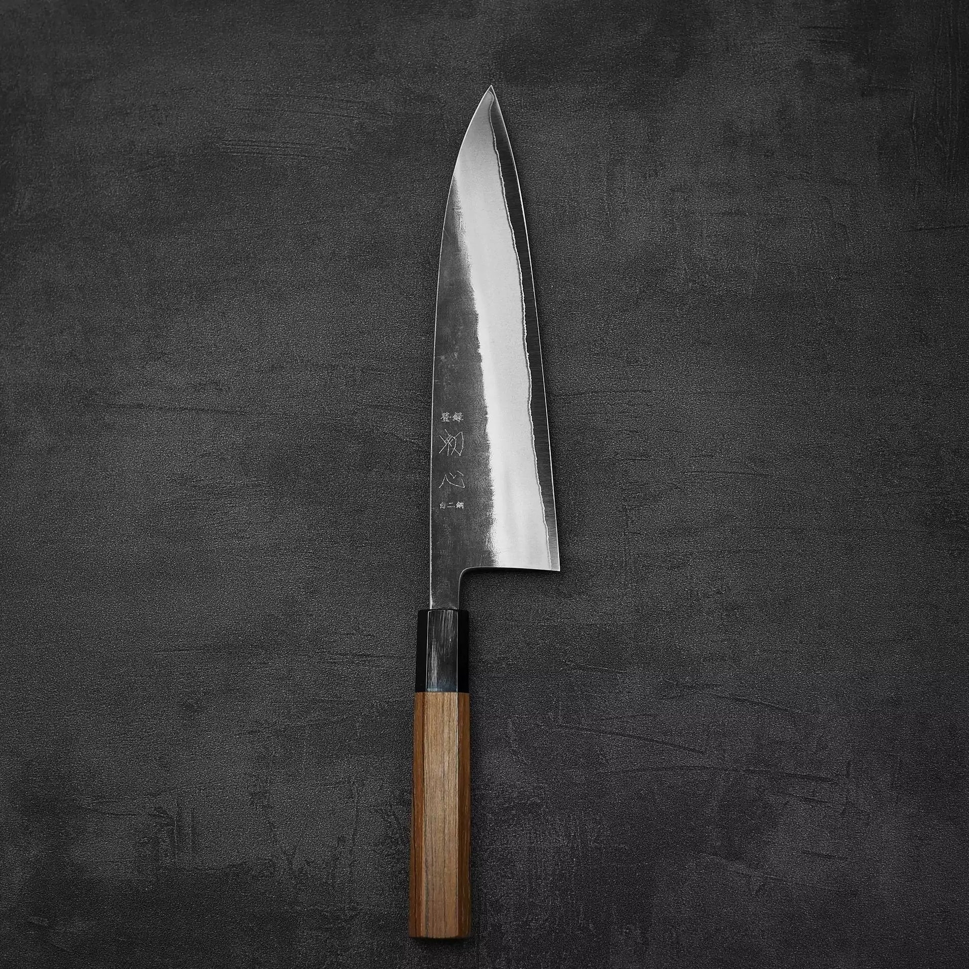 Hatsukokoro Kurokaze kurouchi shirogami#2 gyuto 210mm – Zahocho Knives ...